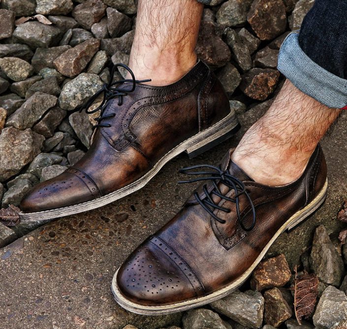 Handmade Leather Oxford Lace up Shoes for Men